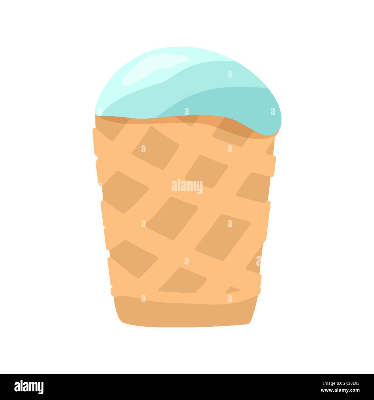 Milk plombard icecream in waffle horn candy flat. Icon frozen dessert ...