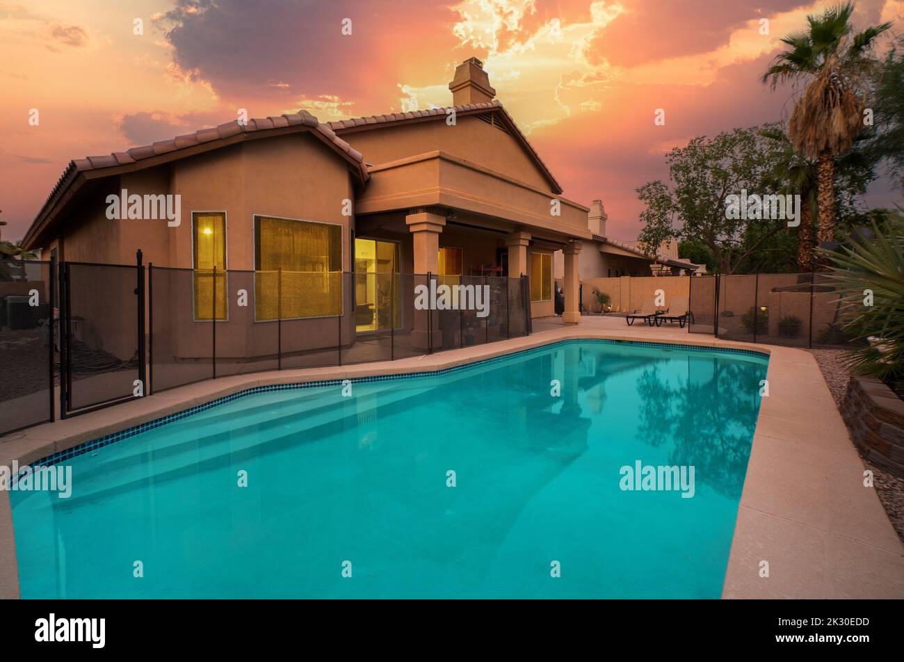 Luxury real estate in arizona with a back yard swimming pool Stock ...