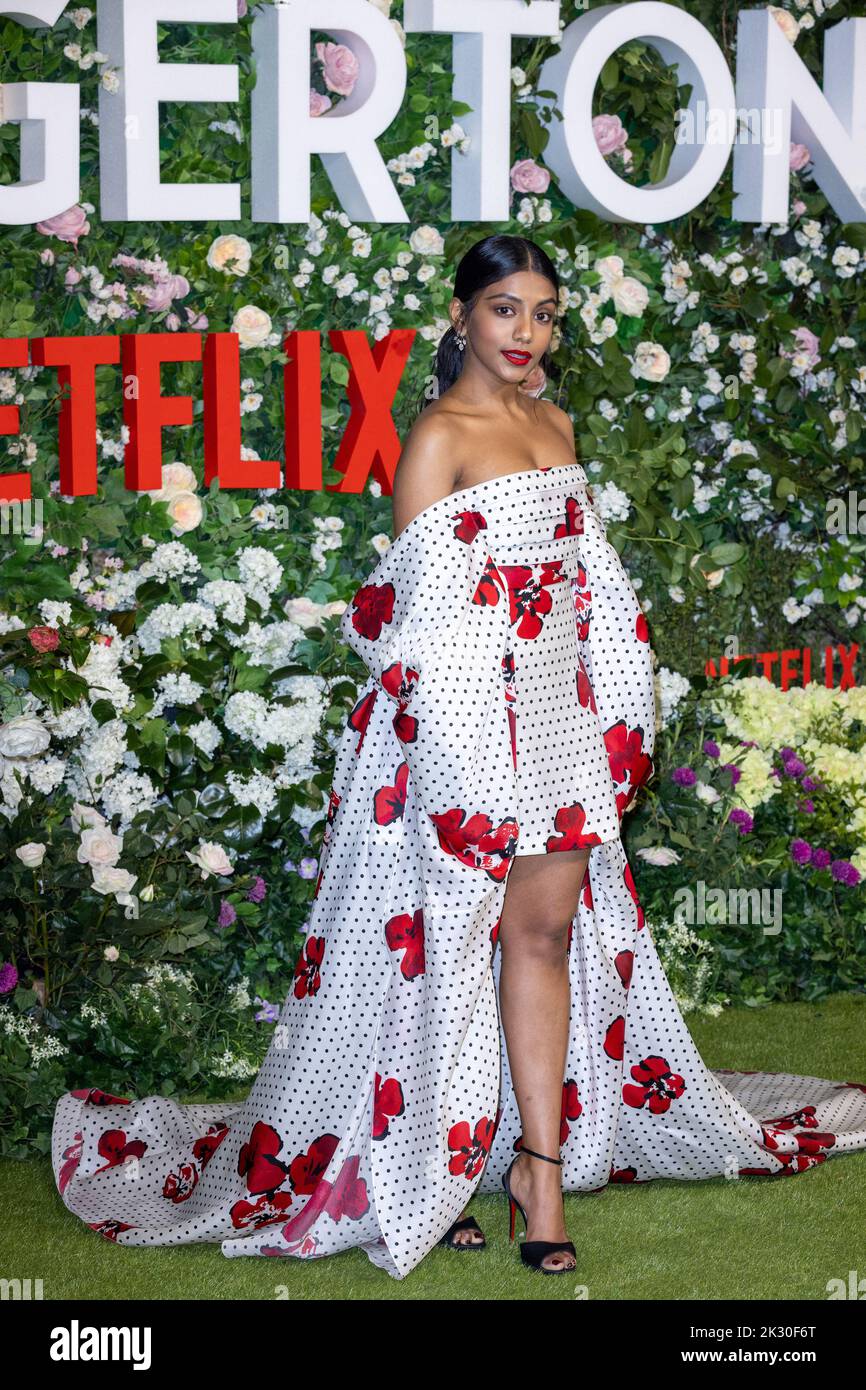 Charithra Chandran attends the World Premiere of "Bridgerton" Season 2 ...