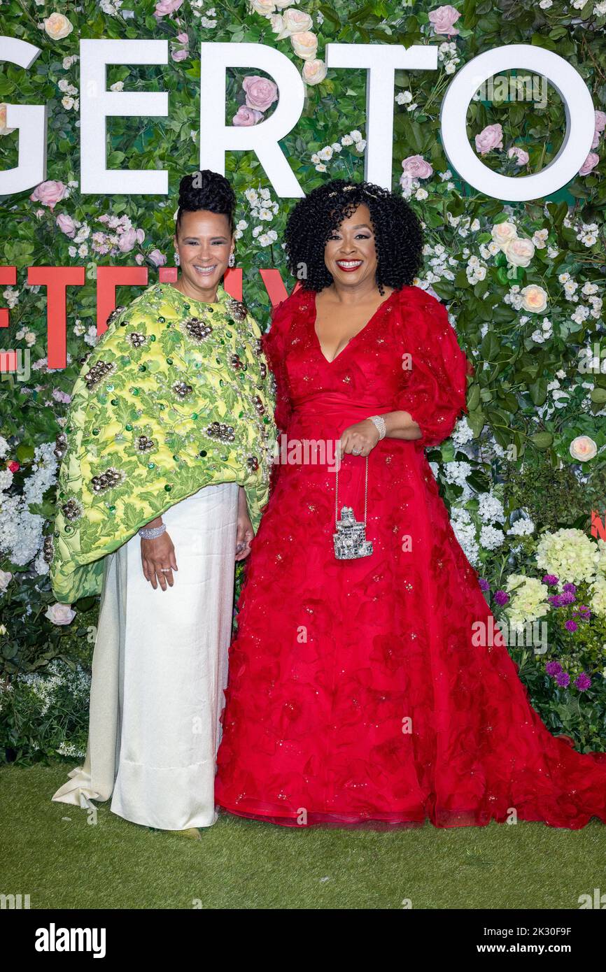 Golda Rosheuvel and Shonda Rhimes attend the World Premiere of ...