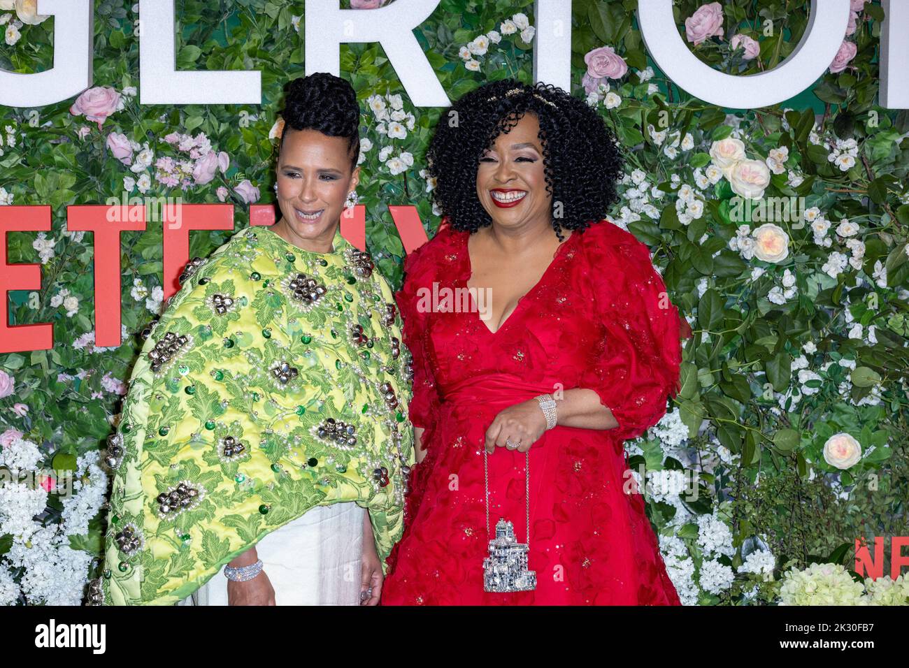Golda Rosheuvel and Shonda Rhimes attend the World Premiere of ...