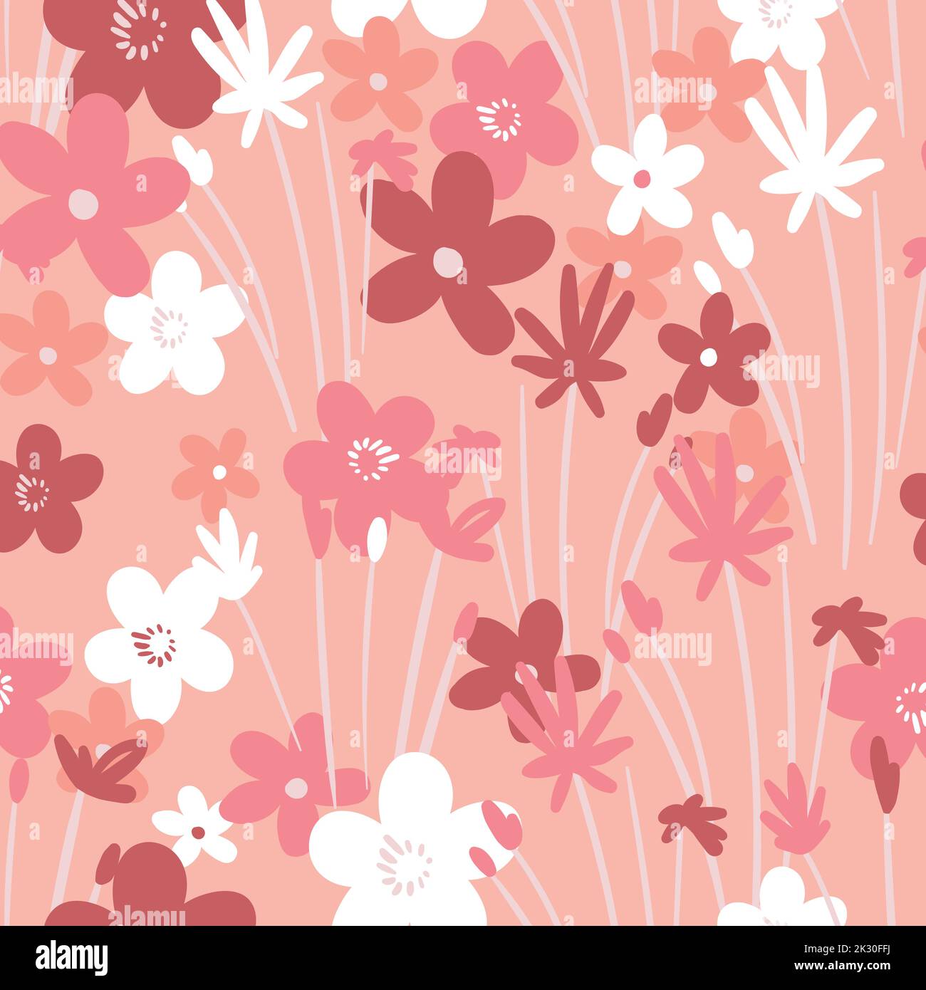 Seamless floral pattern based on traditional folk art ornaments ...