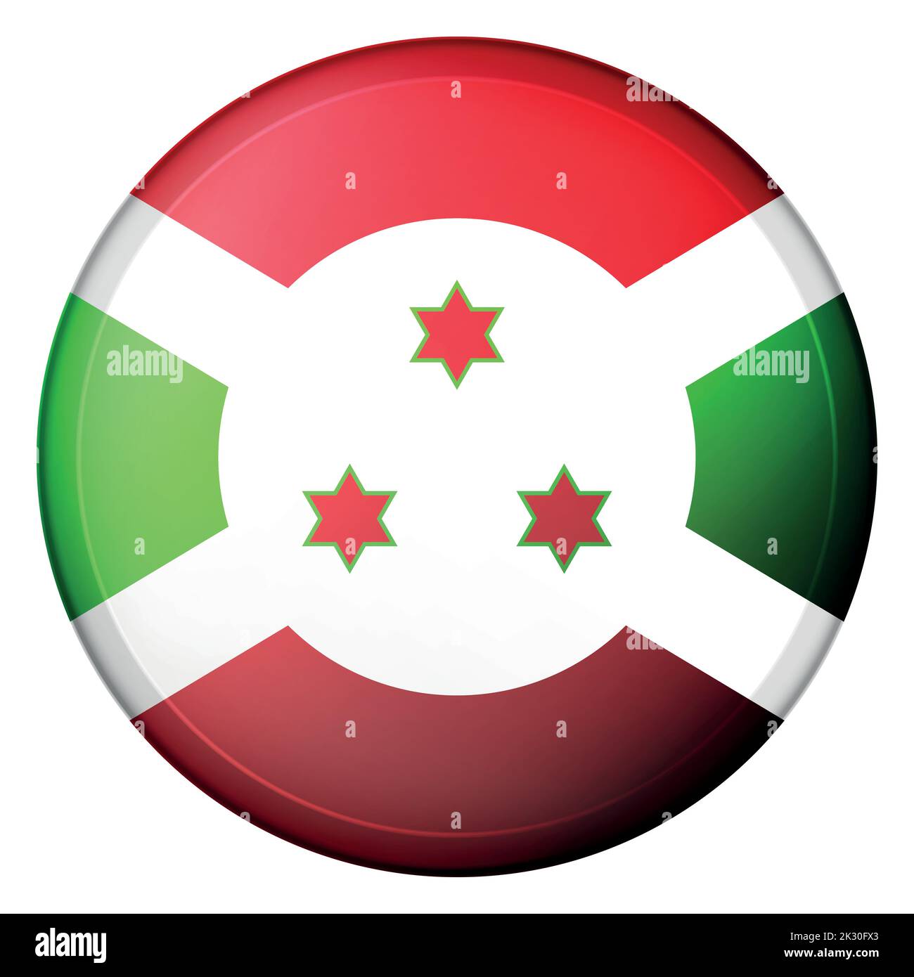 Round icon with flag of Burundi. Glass light ball, sticker, sphere ...