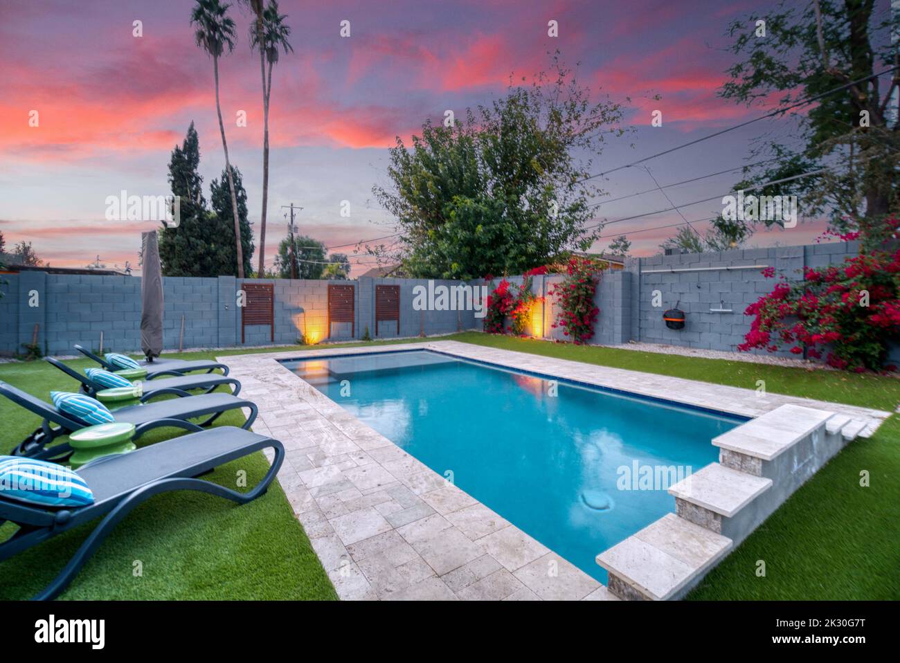 Luxury real estate in arizona with a back yard swimming pool Stock ...