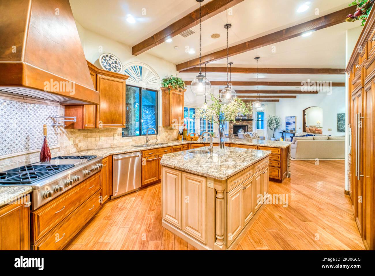Warm kitchen interior Stock Photo - Alamy