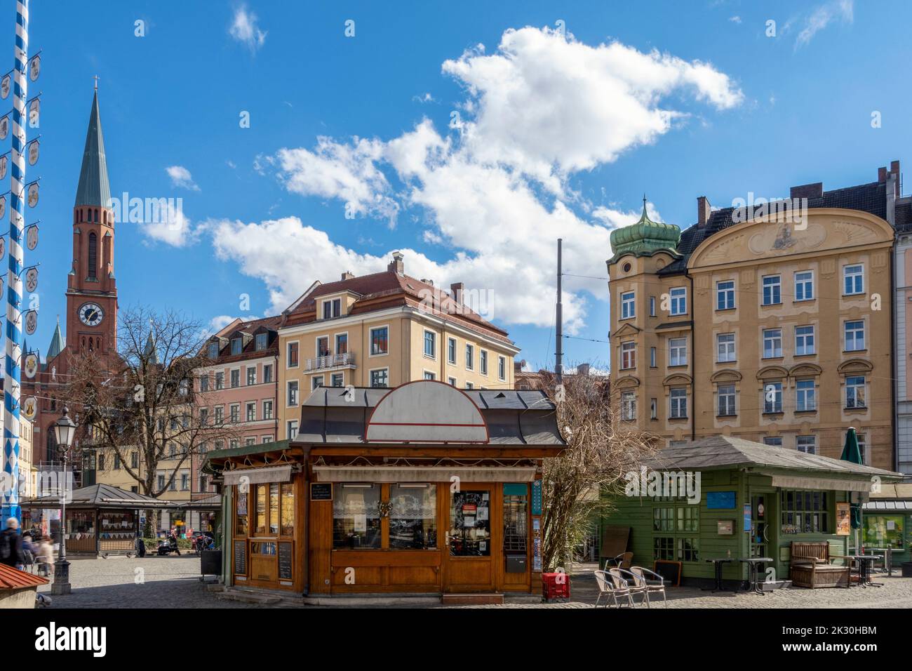 Germany, Bavaria, Munich, Wiener Platz in summer with cafes in ...