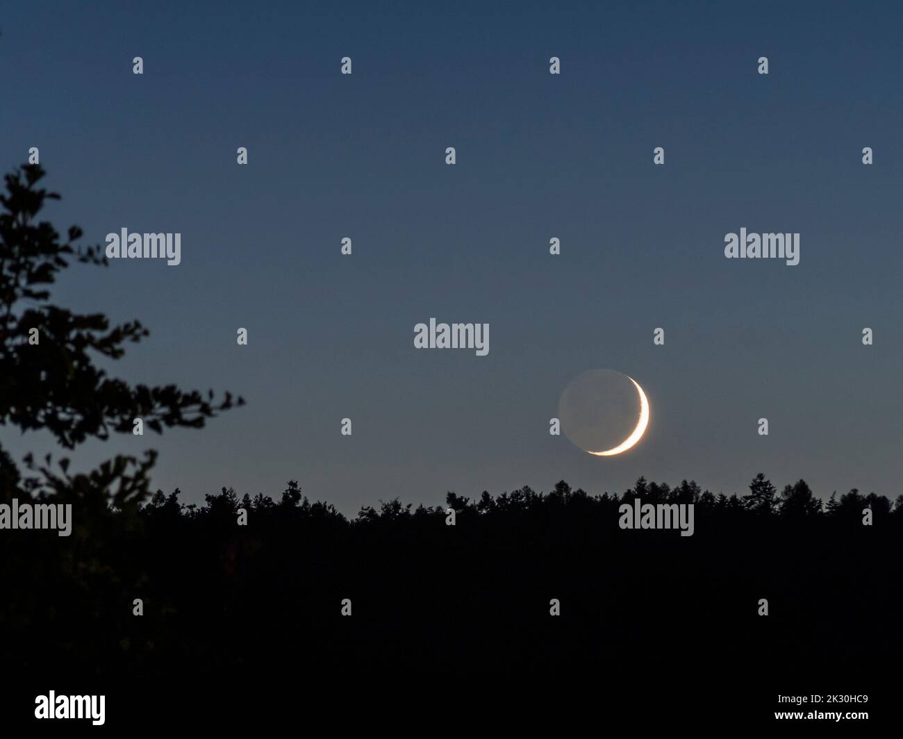 Waxing crescent moon at night Stock Photo - Alamy
