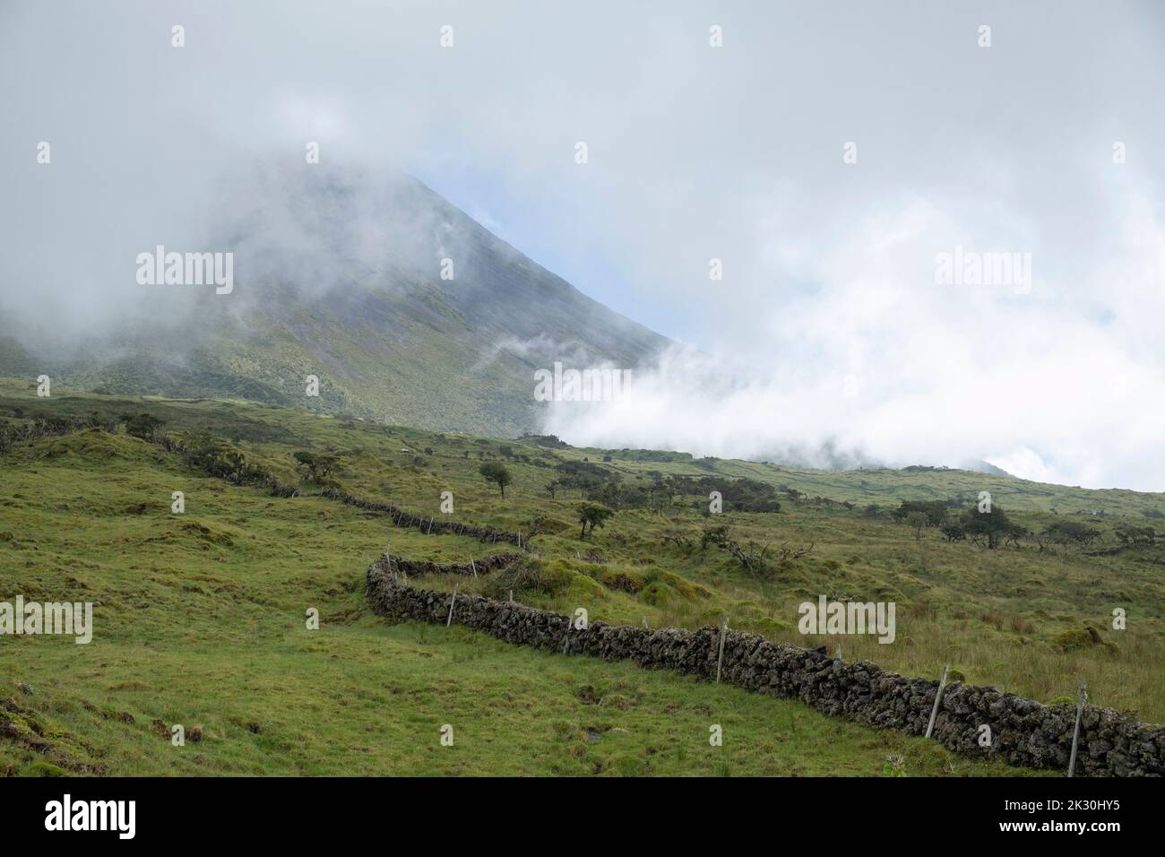 Portugal, Azores, Mount Pico shrouded in clouds Stock Photo - Alamy