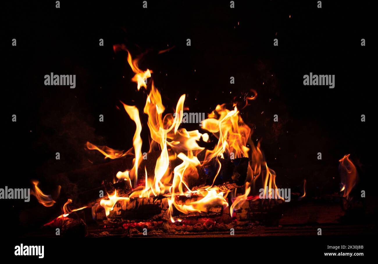 Bonfire on a black background. Abstract natural background. Bonfire on ...