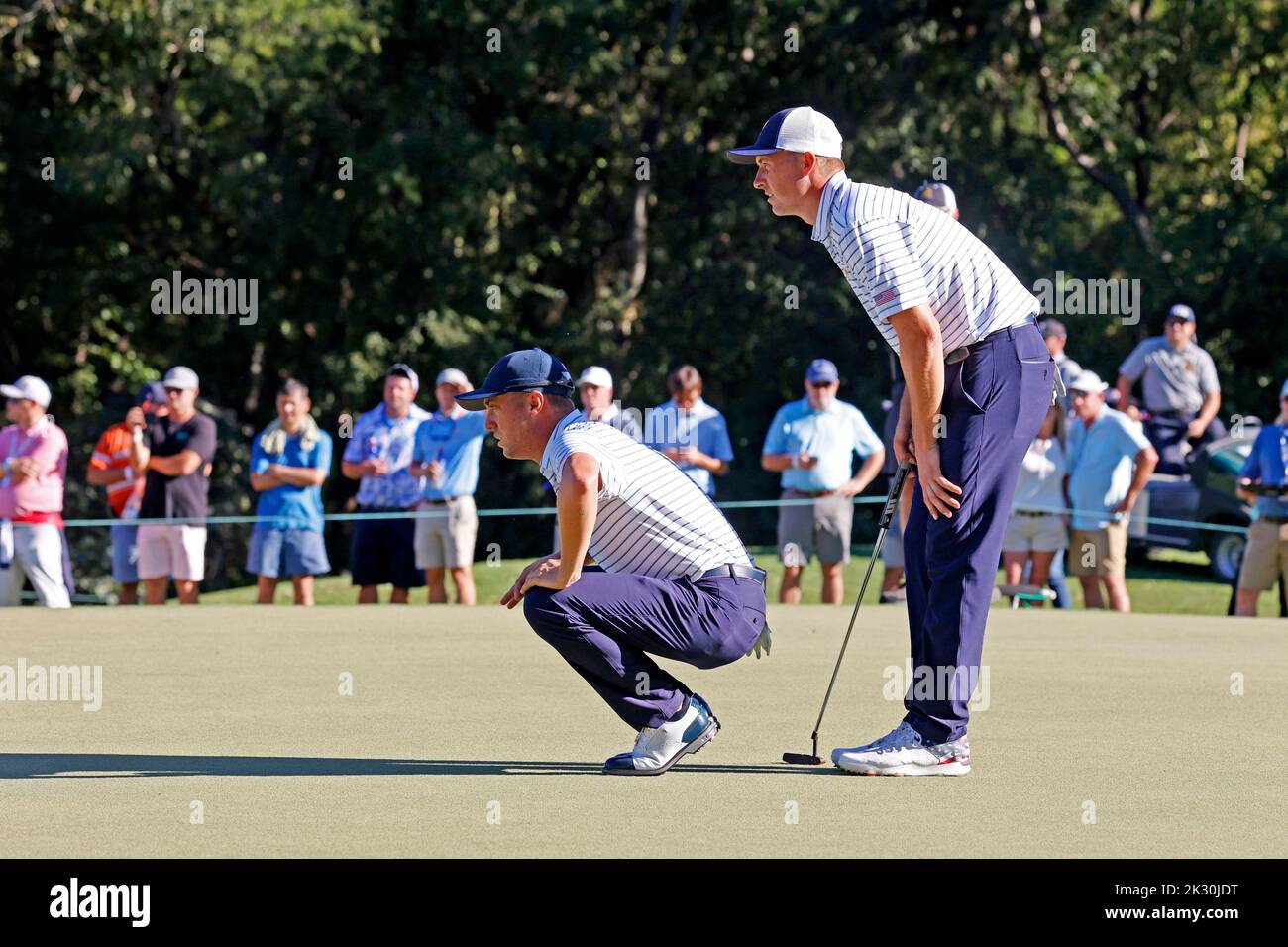 Charlotte, USA. 23rd Sep, 2022. CHARLOTTE, NC - SEPTEMBER 23: USA Presidents Cup golfers Justin ...