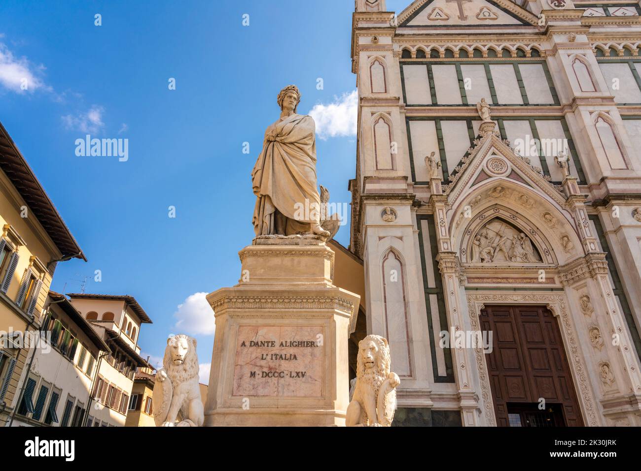 Statue dante alighieri front basilica holy cross hi-res stock ...