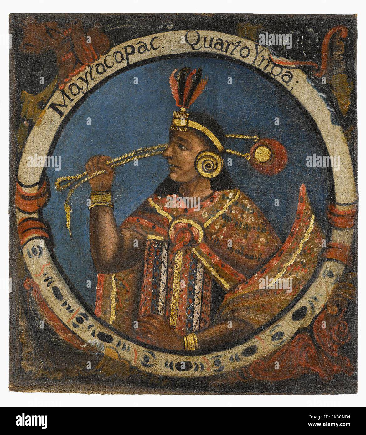 Portrait of Mayta Capac, Fourth Inca, Peruvian, oil painting, mid 1800 ...