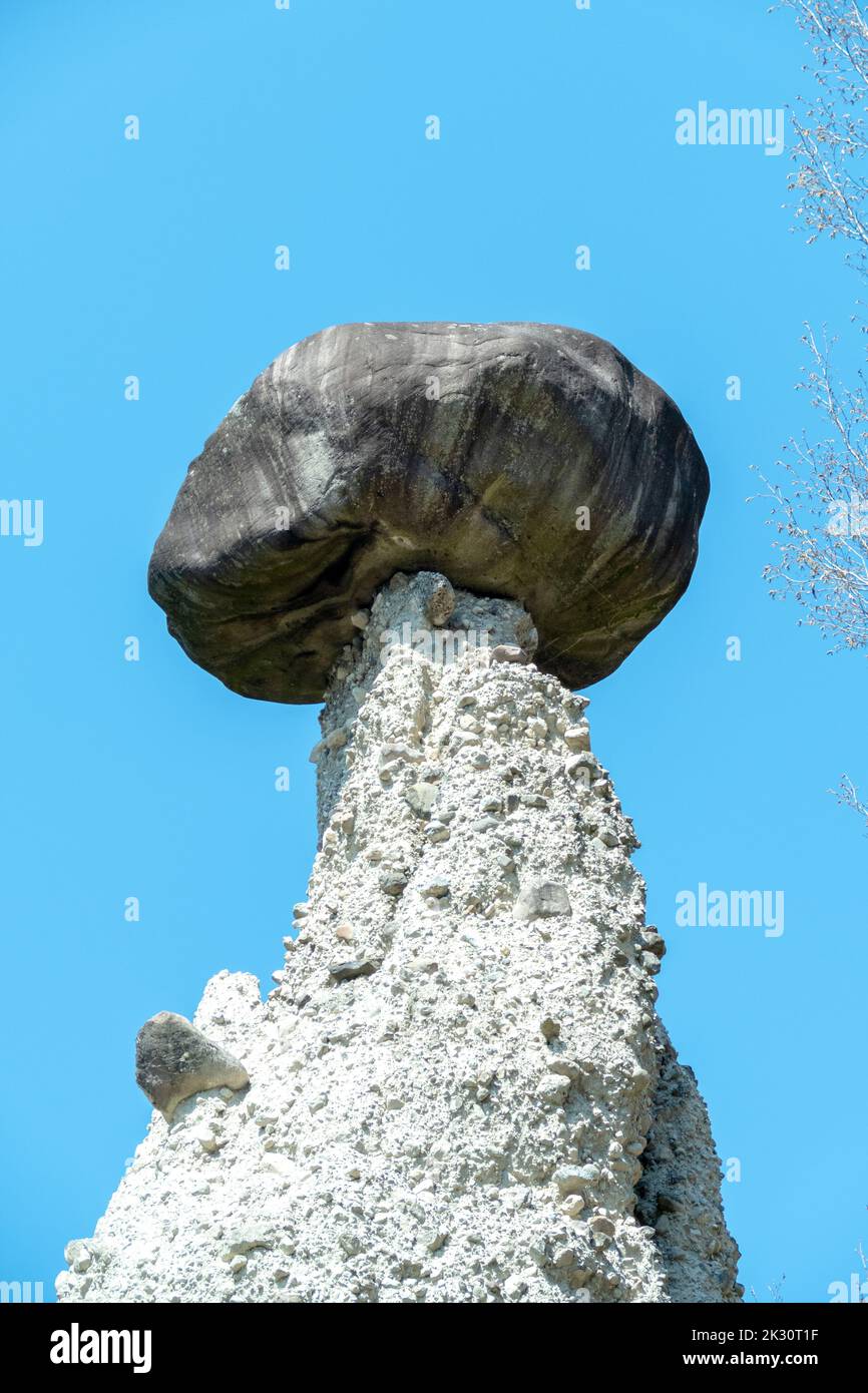 Rock formations, also known as fairy chimneys, earth pyramids, hoodoos ...