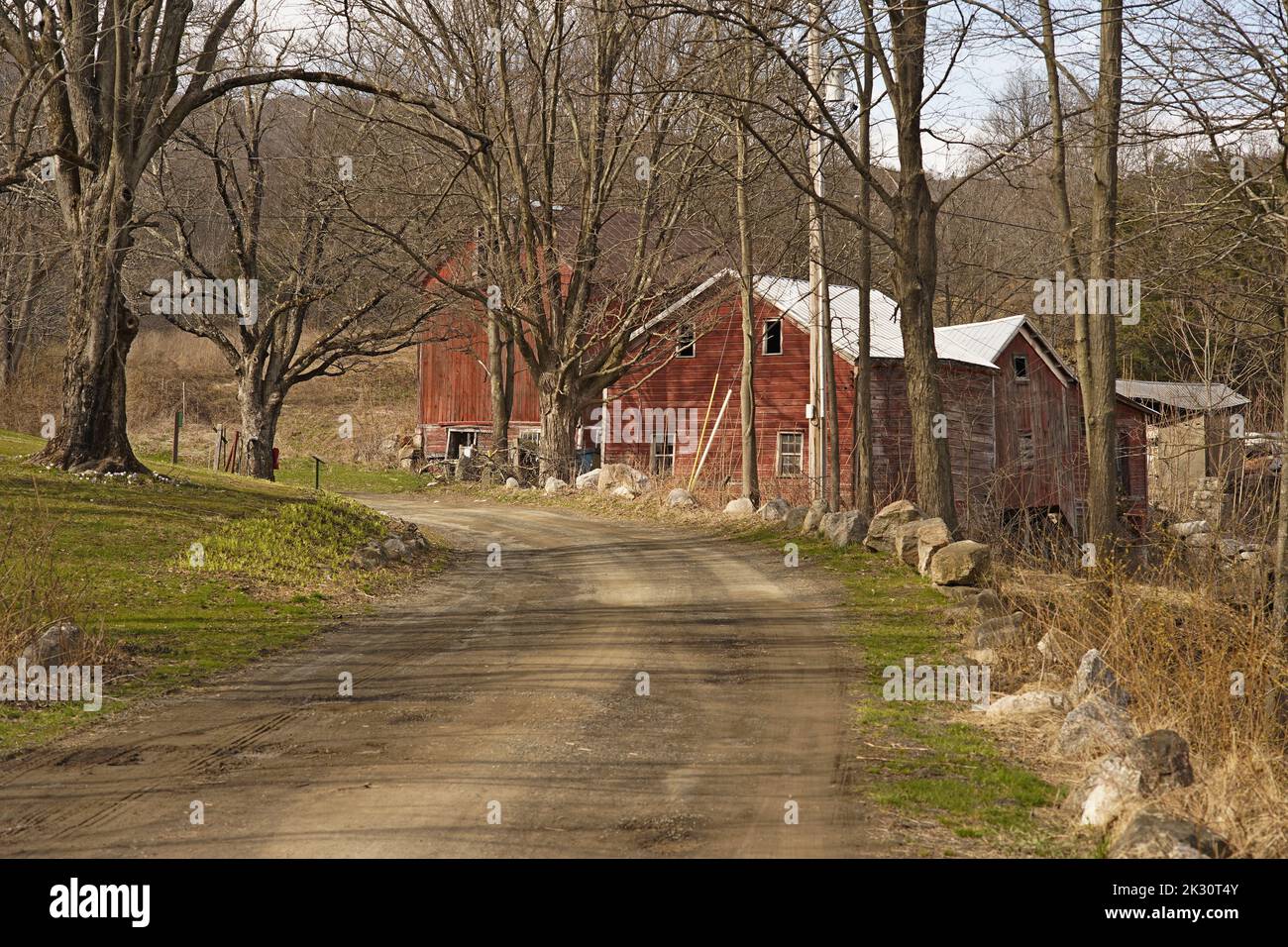 A rustic barn and outbuildings in spring Stock Photo - Alamy