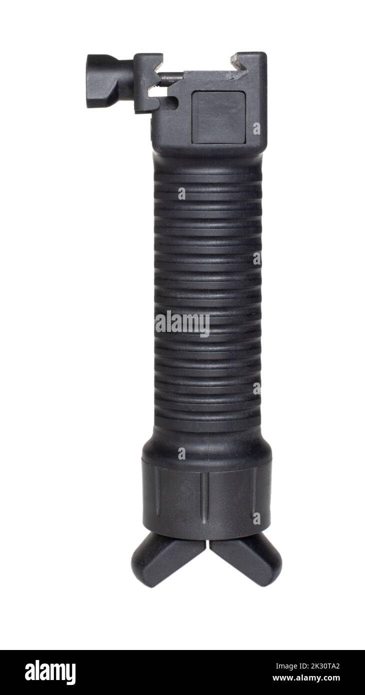 Back view of an AR-15 grip that can become a bipod isolated on white ...