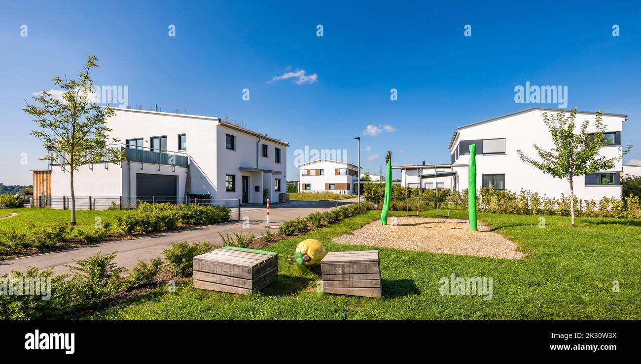 Germany, Baden-Wurttemberg, Sindelfingen, Playground in modern suburb ...
