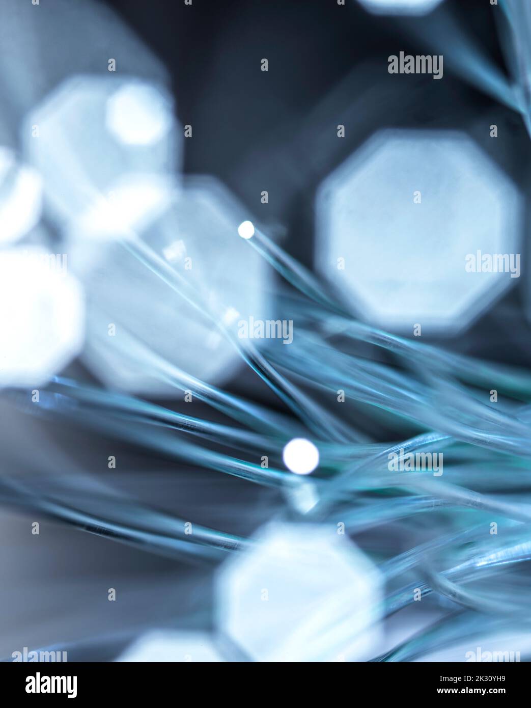 Illuminated optical fibers with lens flares Stock Photo - Alamy
