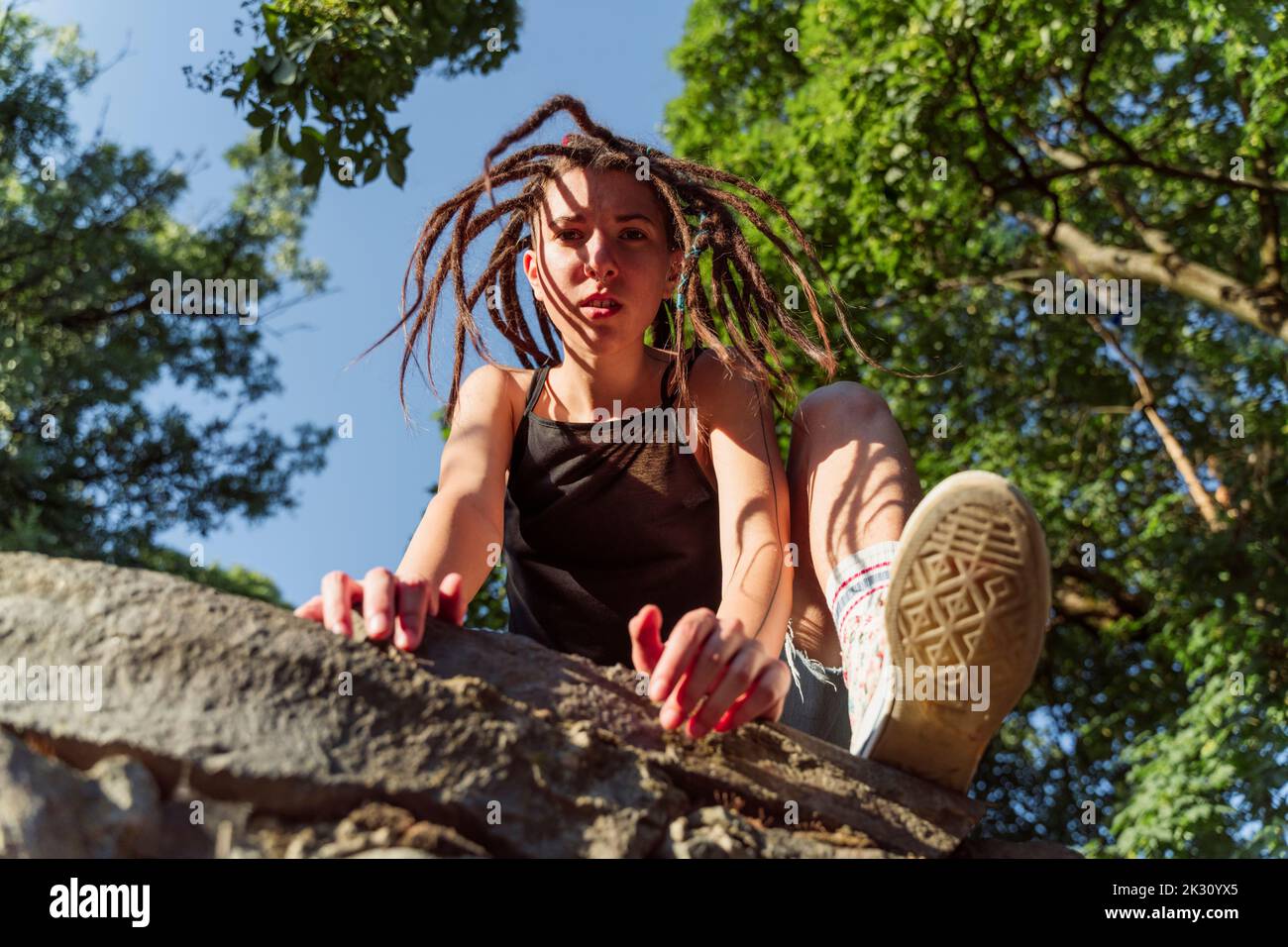 Male on climbing wall hi-res stock photography and images - Alamy