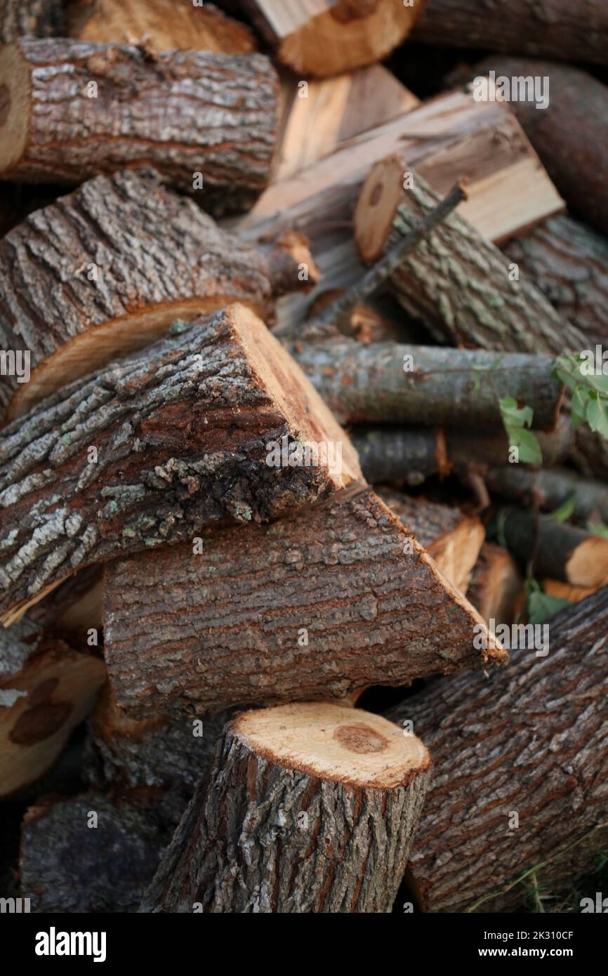 Cutted wood ready for fire close up background modern high quality ...