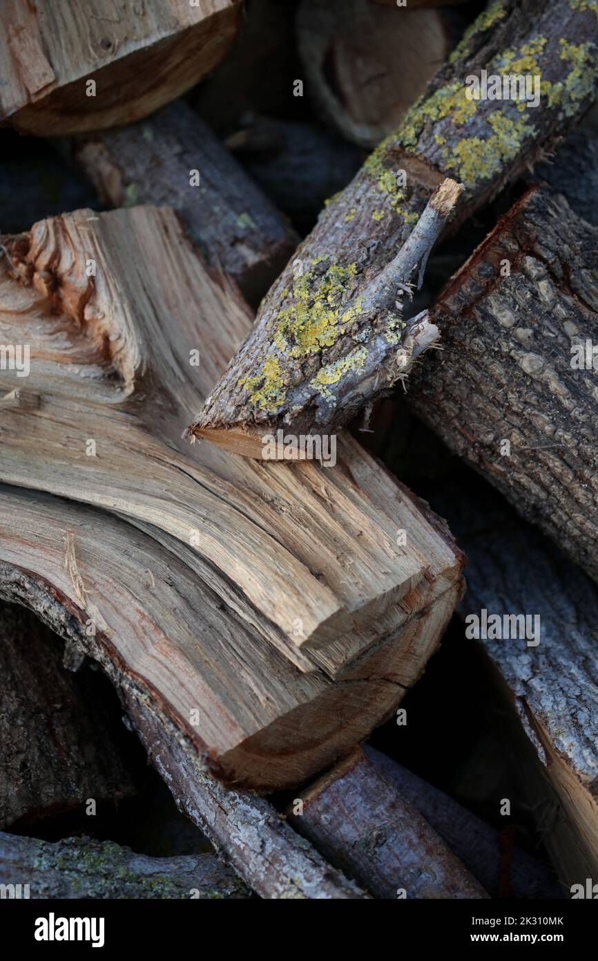 Cutted wood ready for fire close up background modern high quality ...