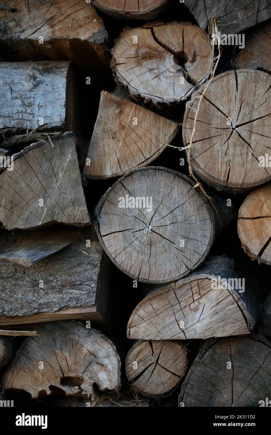 Cutted wood ready for fire close up background modern high quality ...