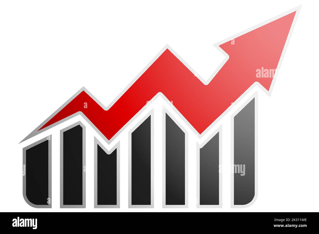 Red rising arrow isolated on white background, 3d rendering Stock Photo ...