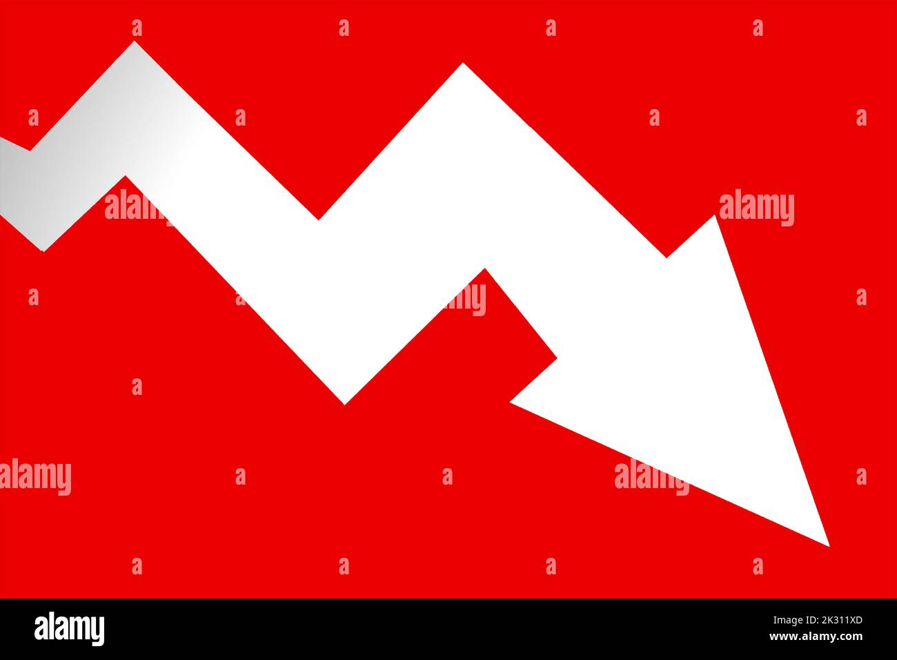 Decline arrow isolated on red background, 3d rendering Stock Photo - Alamy