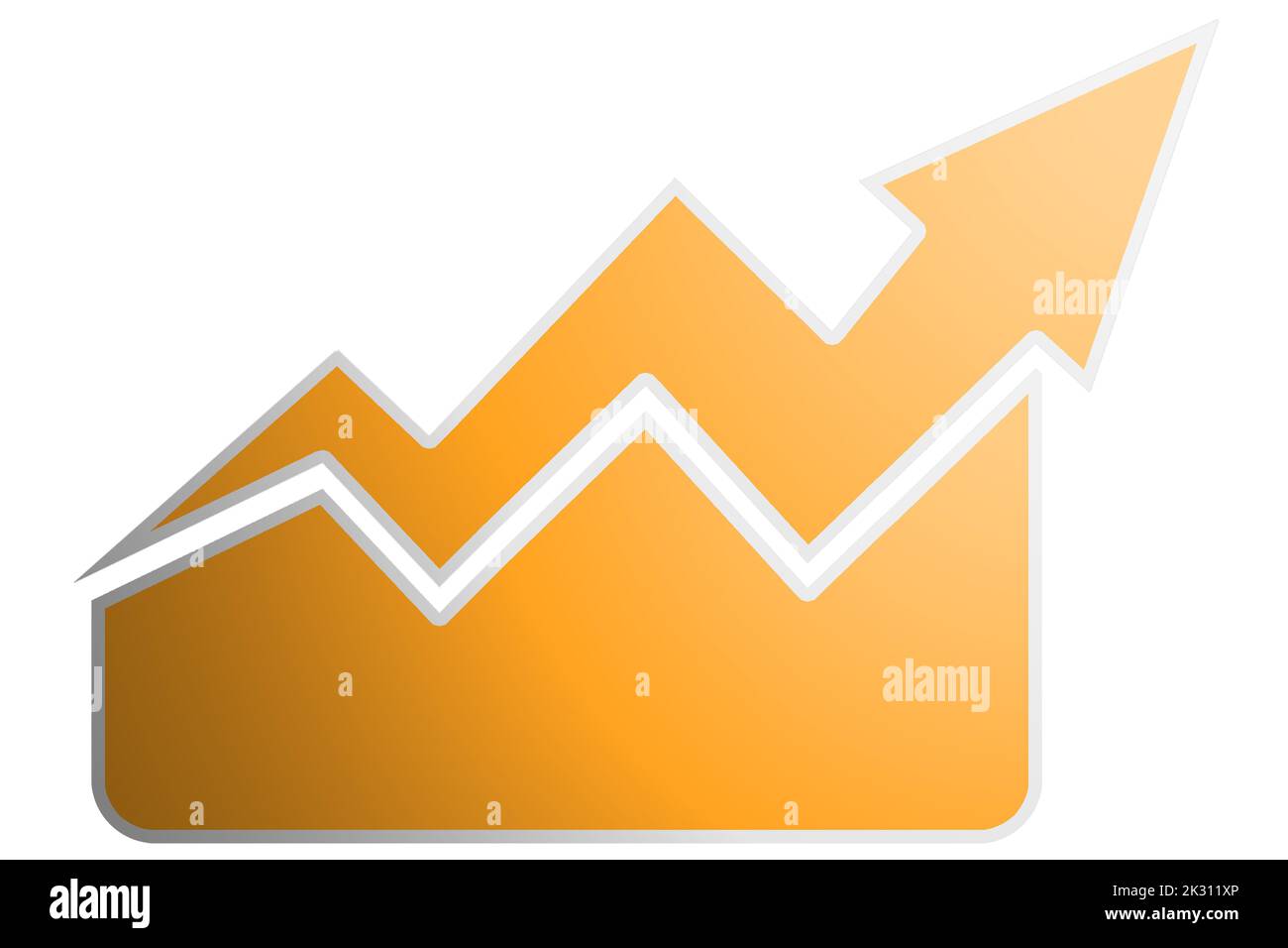 Golden rising arrow isolated on white background, 3d rendering Stock ...