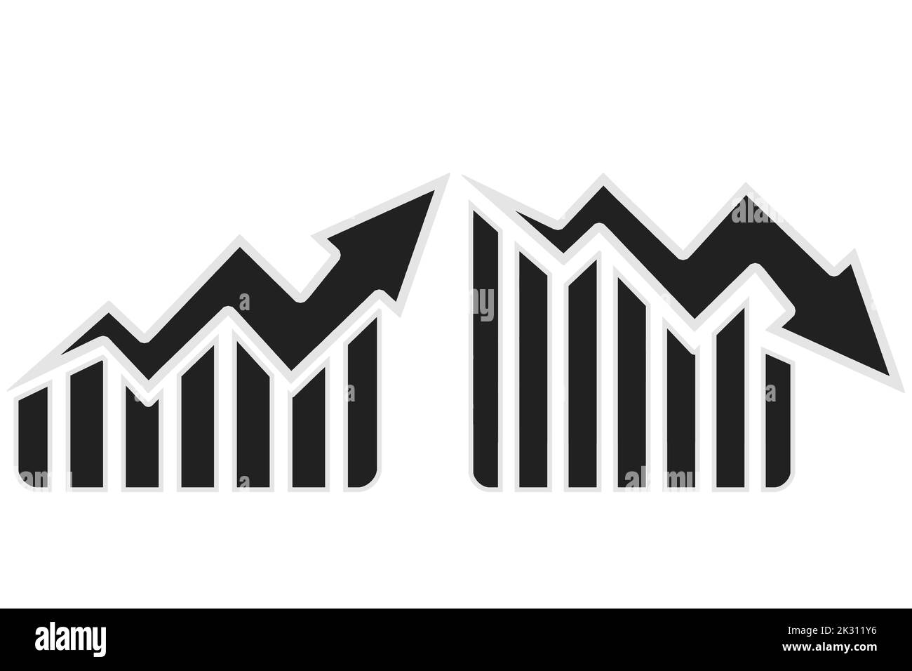 Graph going up and down sign with arrows , 3d rendering Stock Photo - Alamy