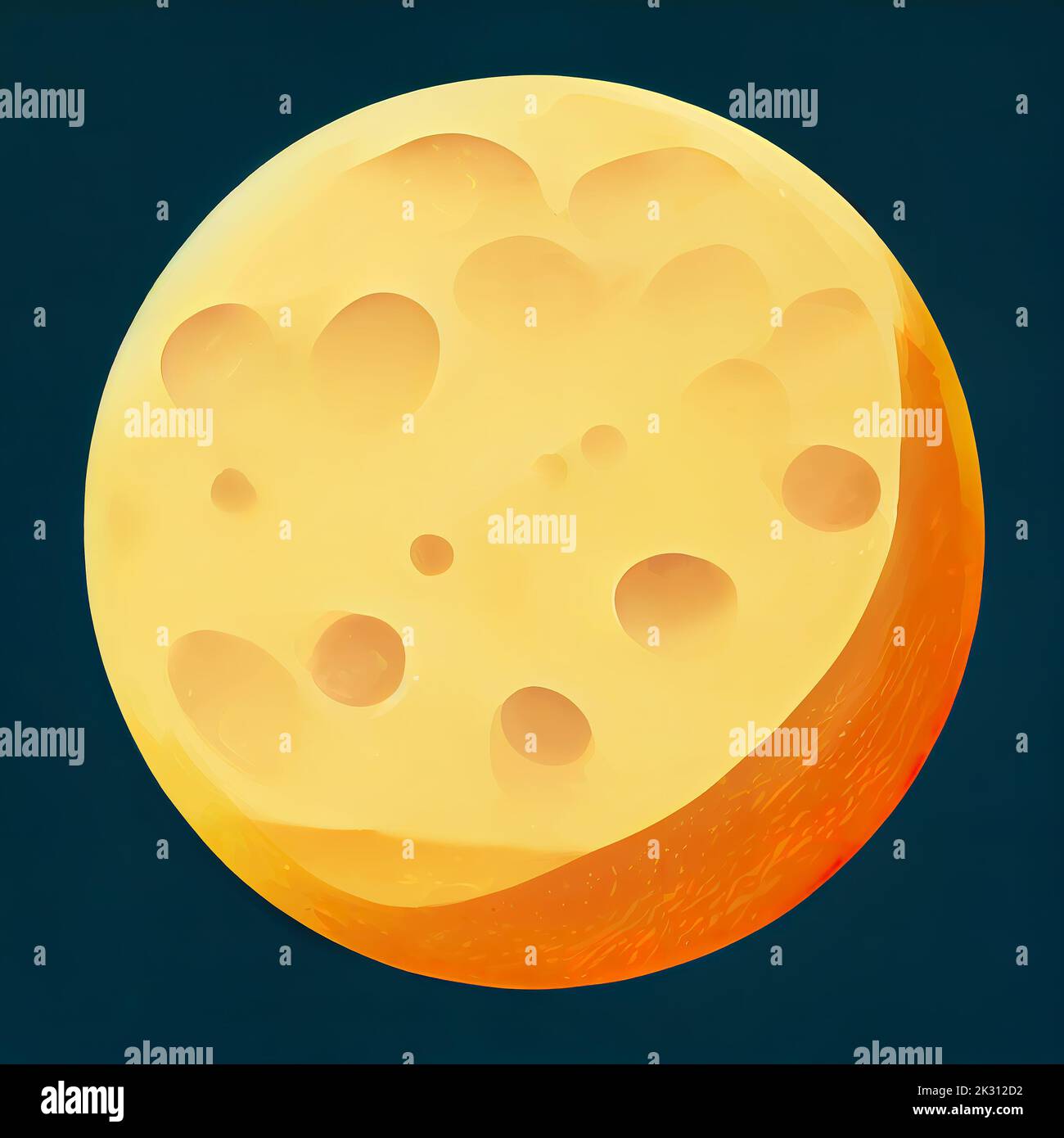 Cheese moon. Flat art Digital illustration Stock Photo - Alamy