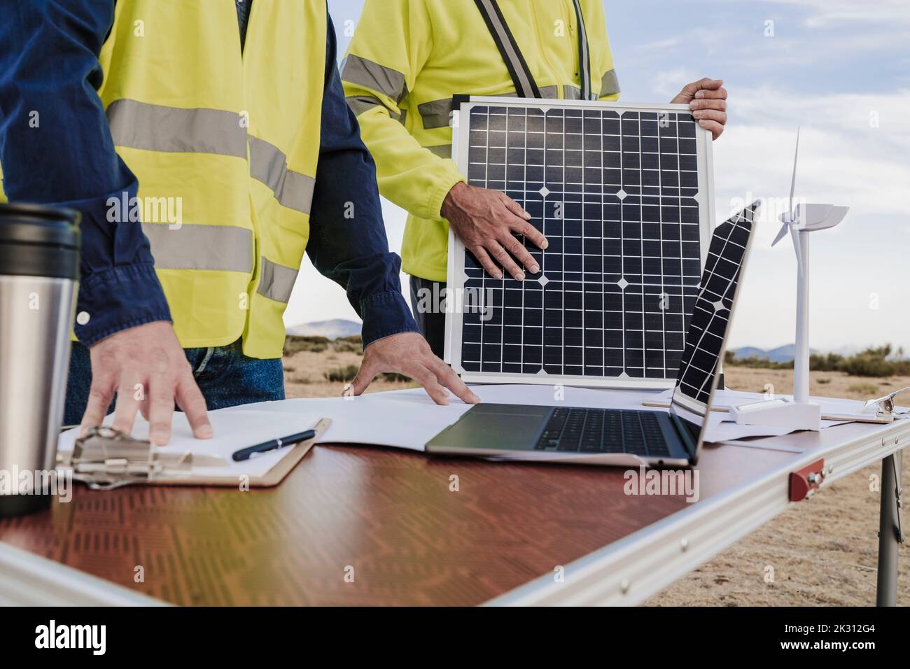 Engineers blueprint laptop on solar hi-res stock photography and images ...