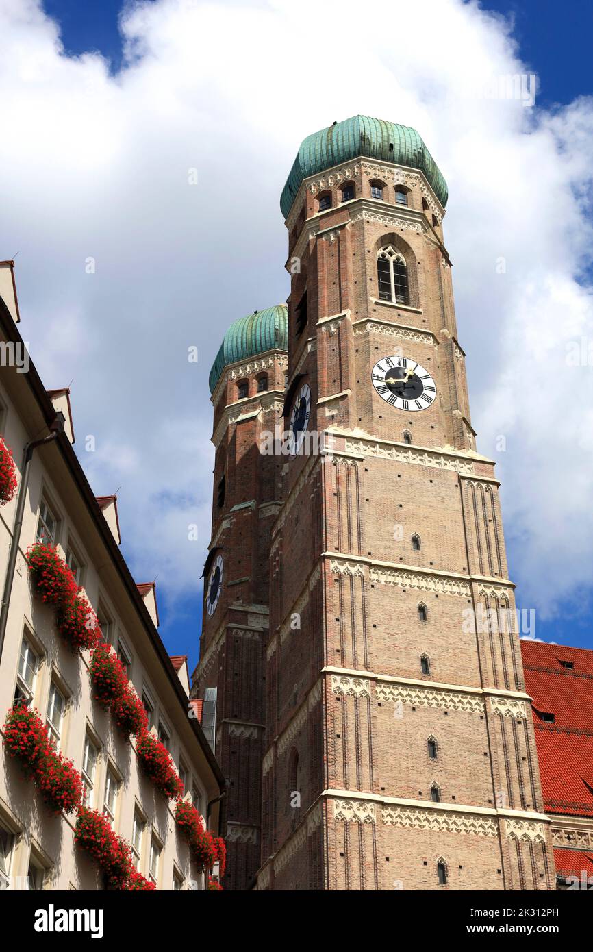 Germany, Bavaria, Munich, Bell towers of Cathedral of Our Lady Stock ...