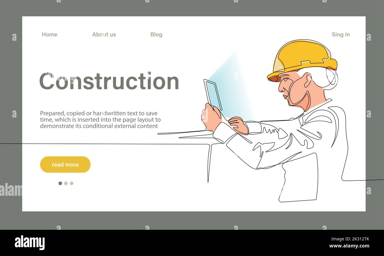 Vector landing page of architecture works with protective face masks ...