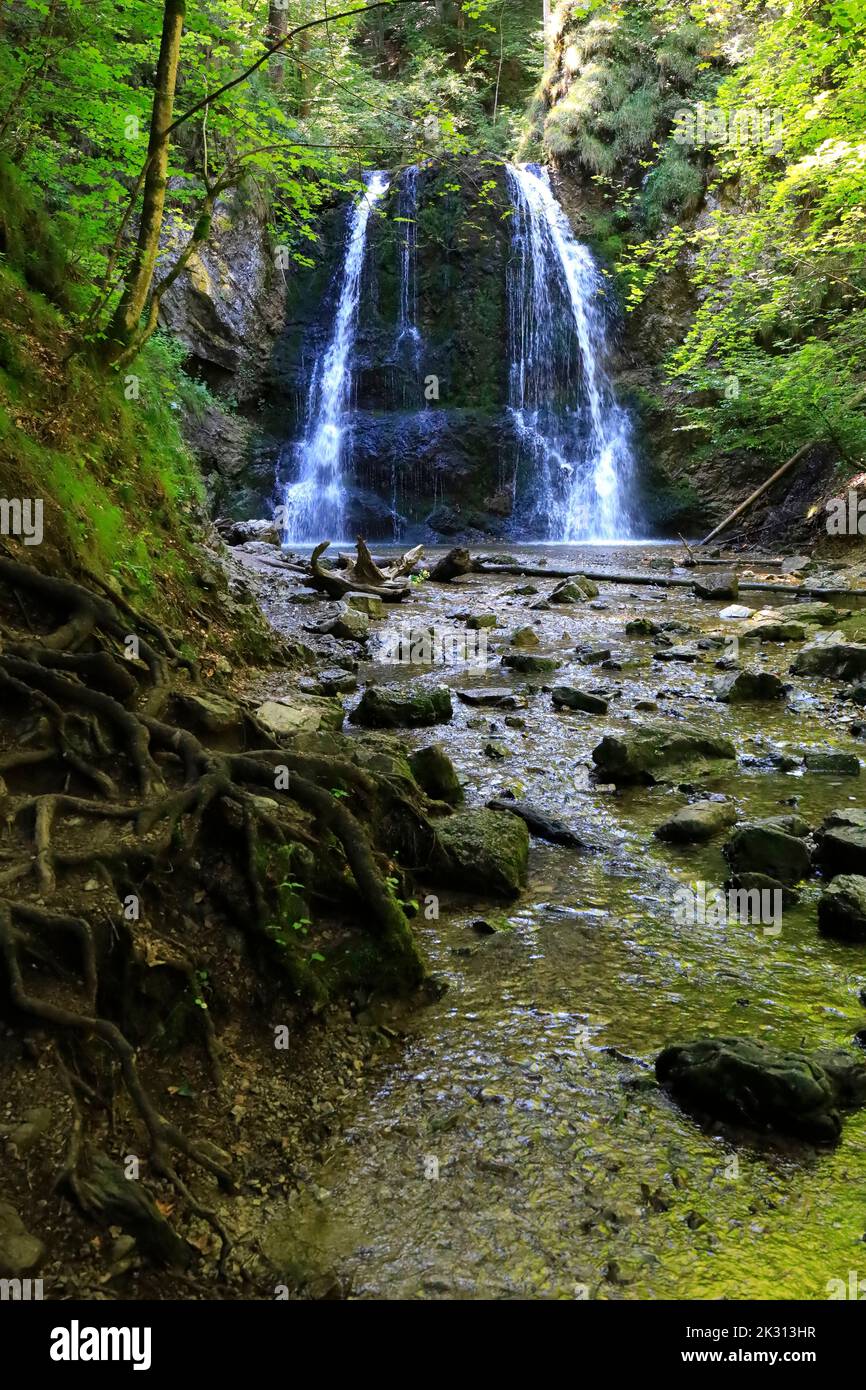 Germany, Bavaria, Josefsthaler Waterfalls in Bavarian Alps Stock Photo ...