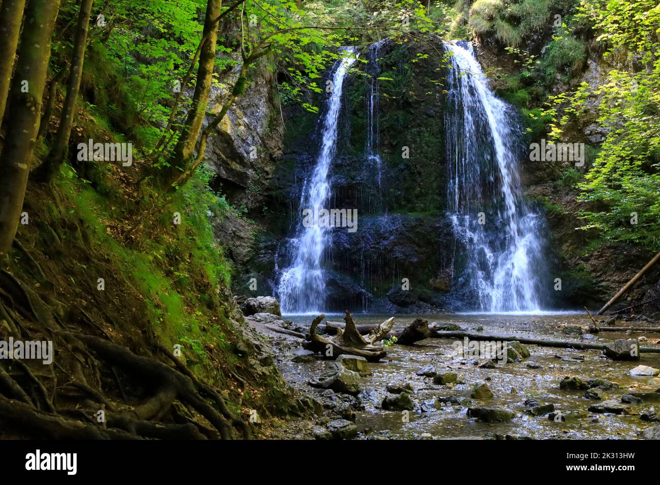 Germany, Bavaria, Josefsthaler Waterfalls in Bavarian Alps Stock Photo ...