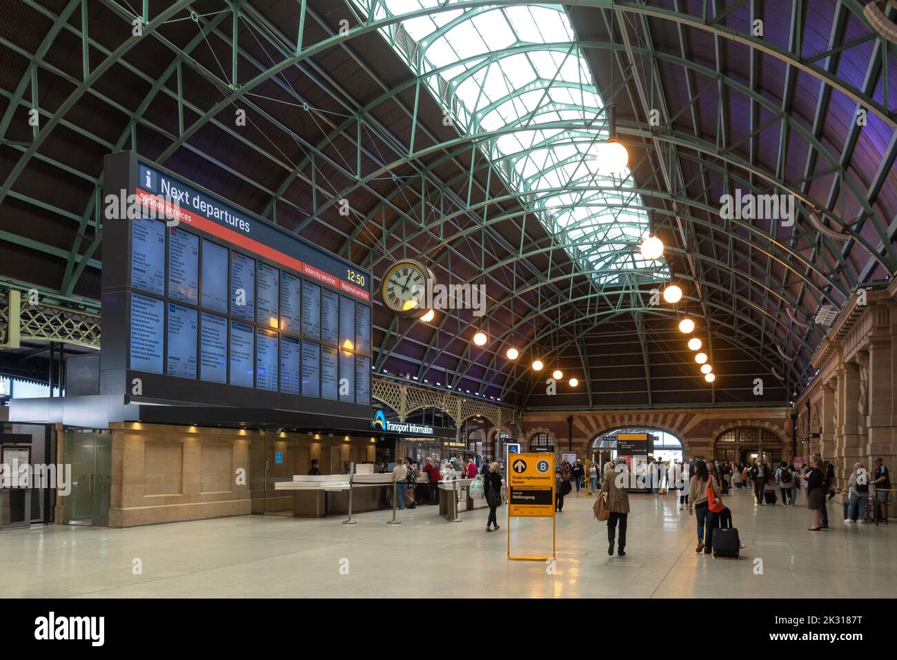 The departures board and transport information desk in the Grand ...