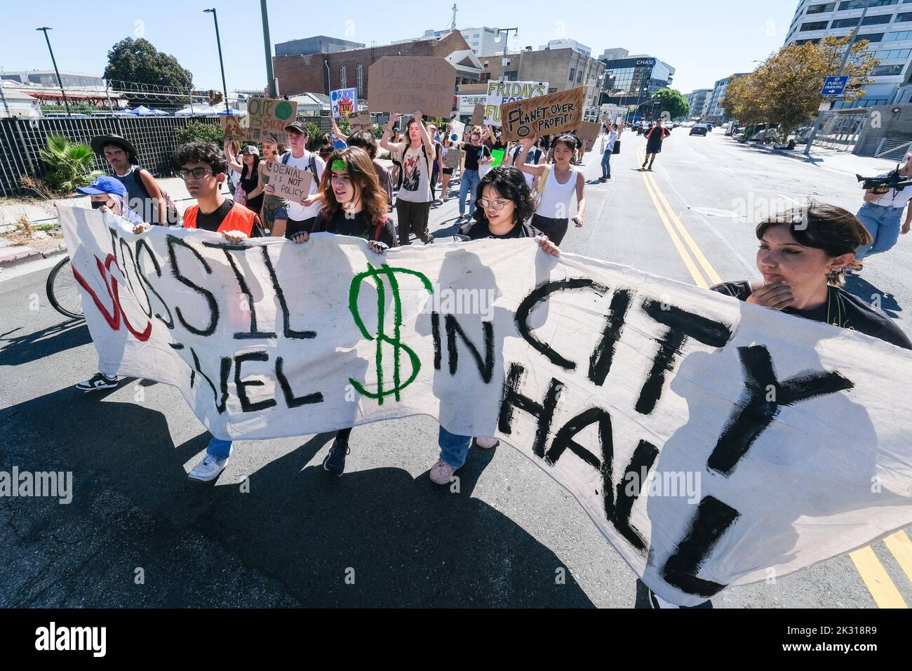 Los Angeles, United States. 23rd Sep, 2022. Climate protesters march ...