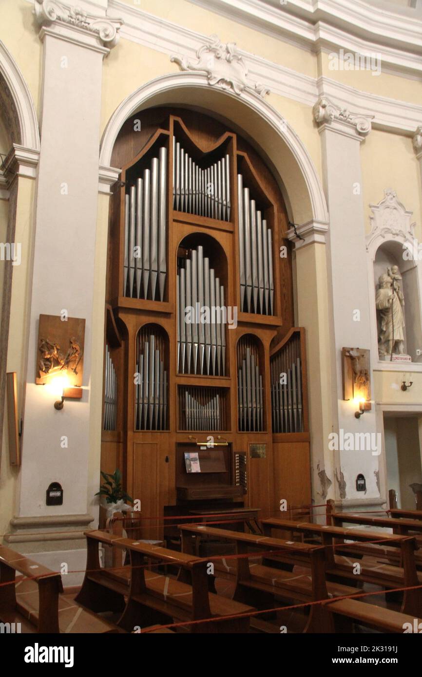 Cesenatico, Italy. Large organ inside the 14th century Church of Saint ...