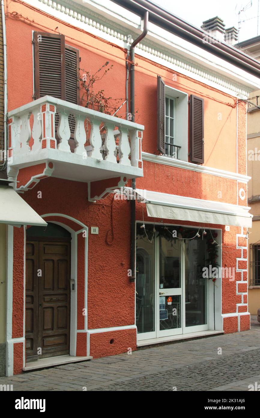 Cesenatico, Italy. Facade of a building in the historical center Stock ...