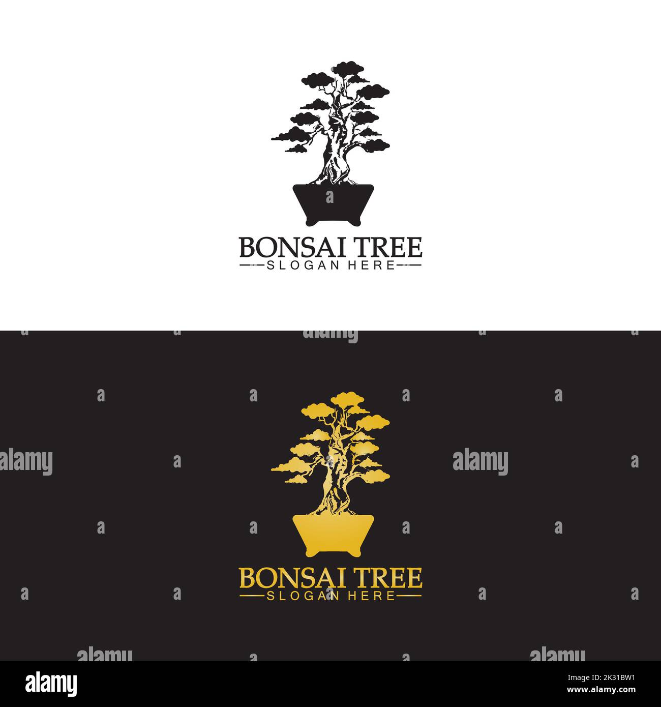 Bonsai logo design silhouette icon vector Stock Vector Image & Art - Alamy