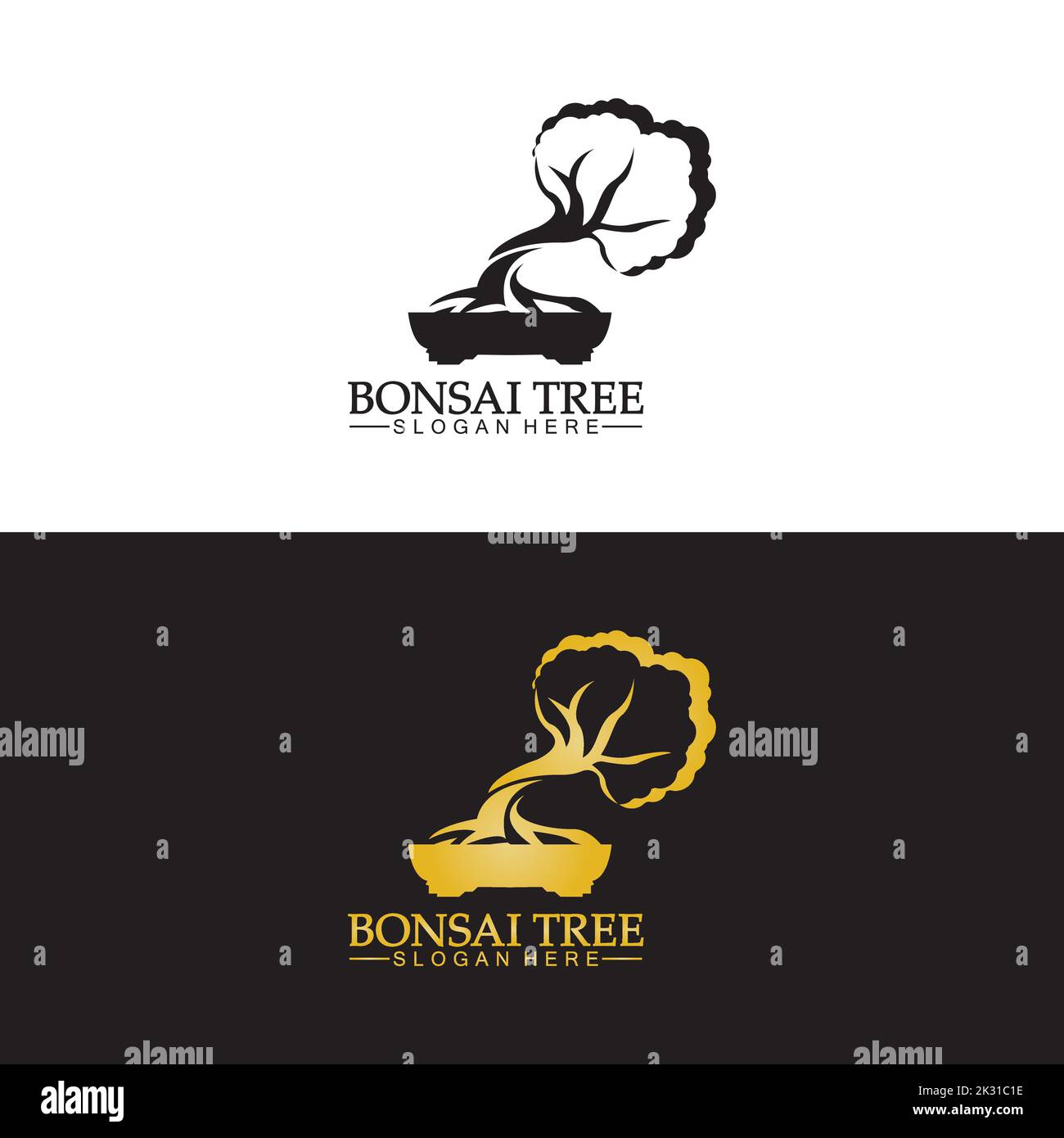 Bonsai logo design silhouette icon vector Stock Vector Image & Art - Alamy