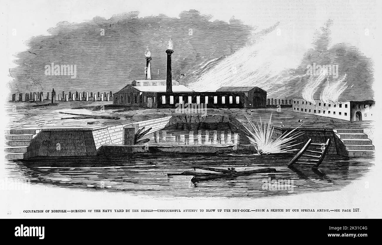 Occupation of Norfolk, Virginia - Burning of the Navy Yard by the ...