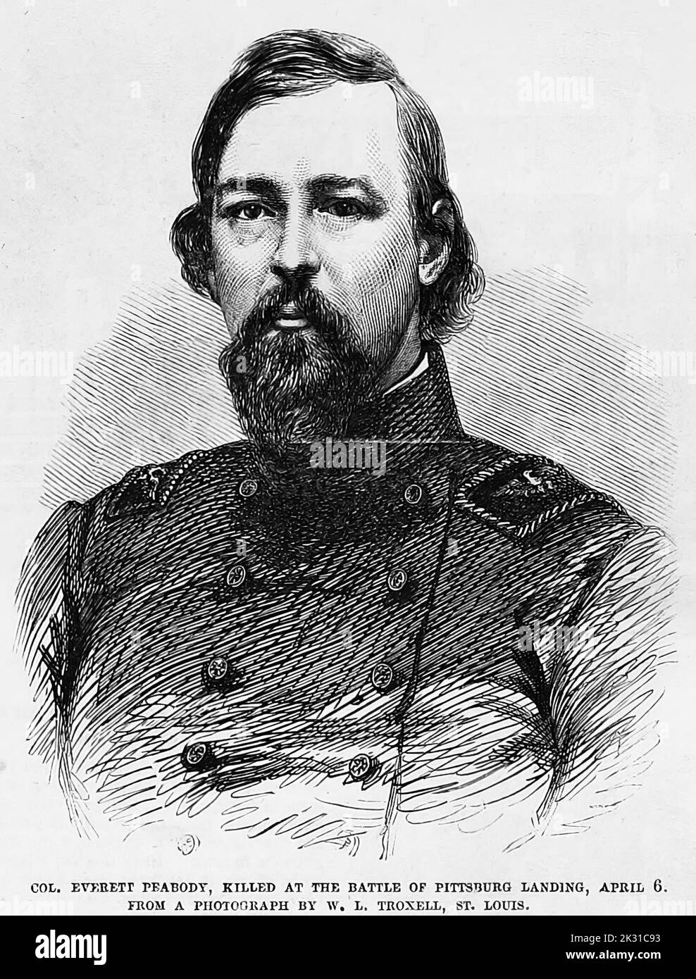 Portrait of Colonel Everett Peabody, killed at the Battle of Pittsburg ...