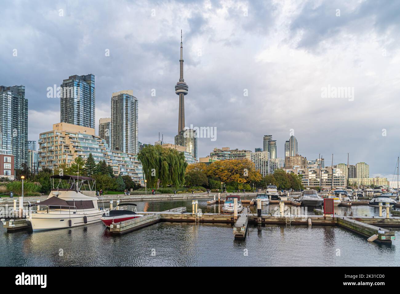 Evening skyline of Toronto, Canada from Marina Quay West Stock Photo ...