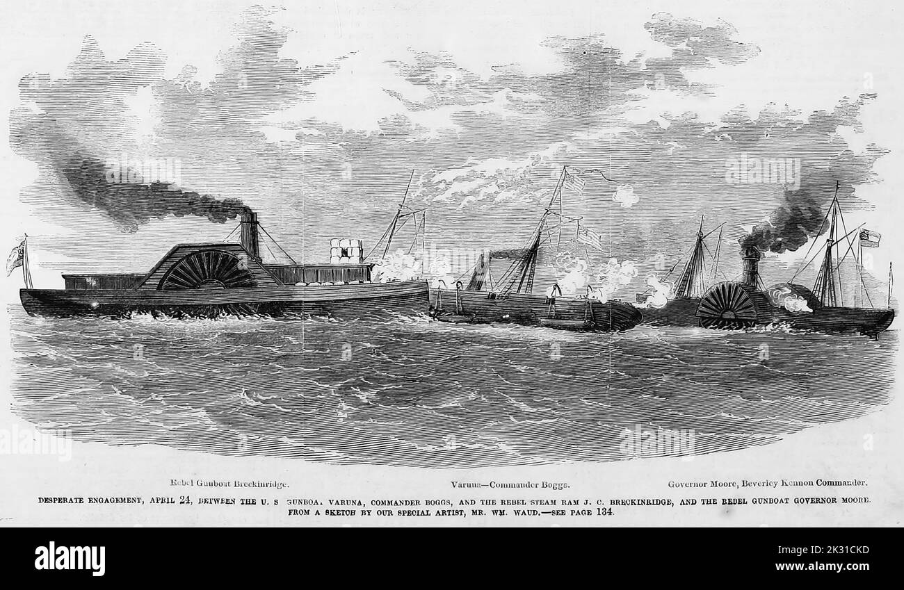 Desperate engagement, April 24th, 1862, between the U. S. gunboat ...