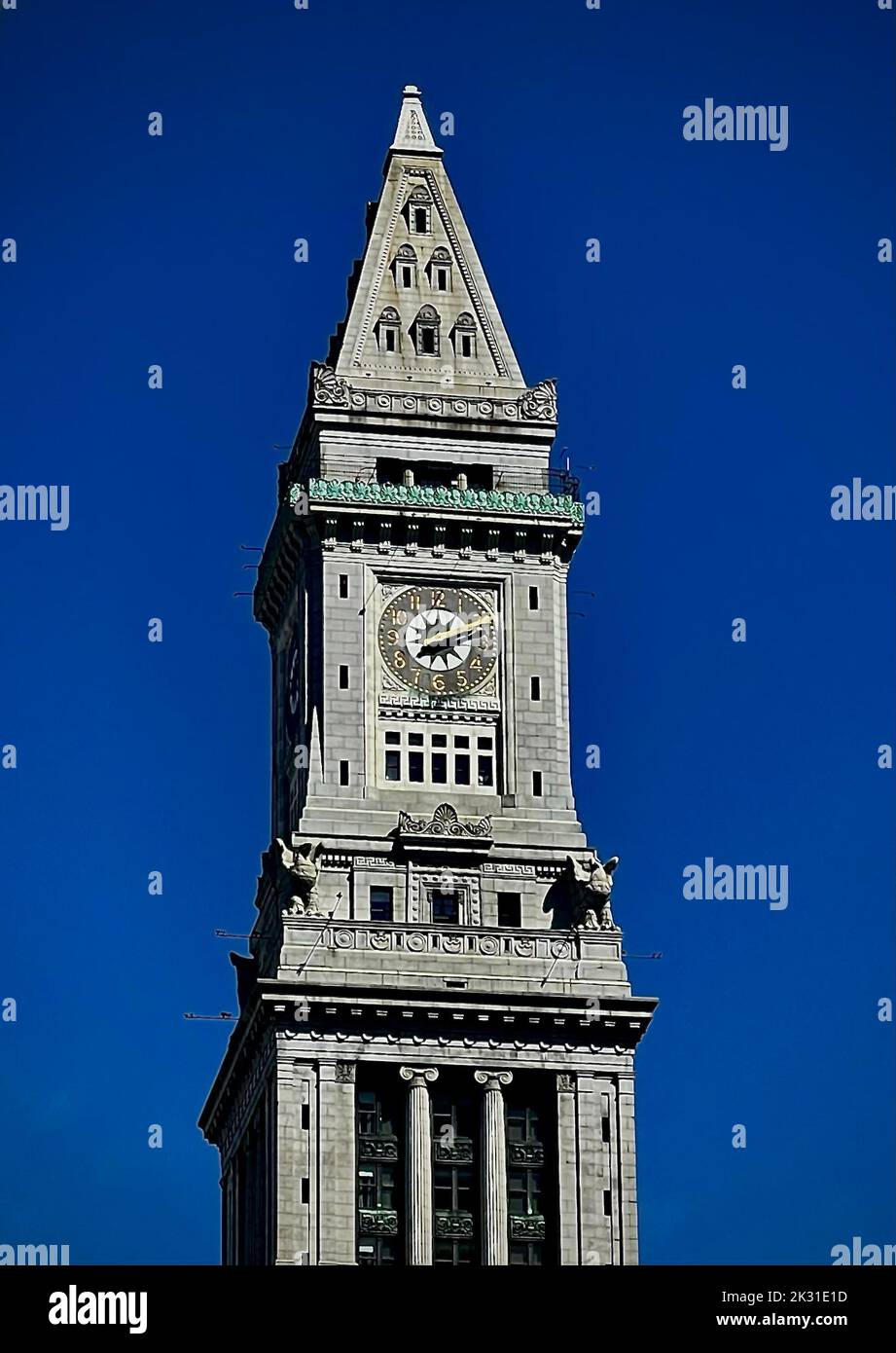 A vertical closeup of the custom house tower in Boston, USA Stock Photo ...