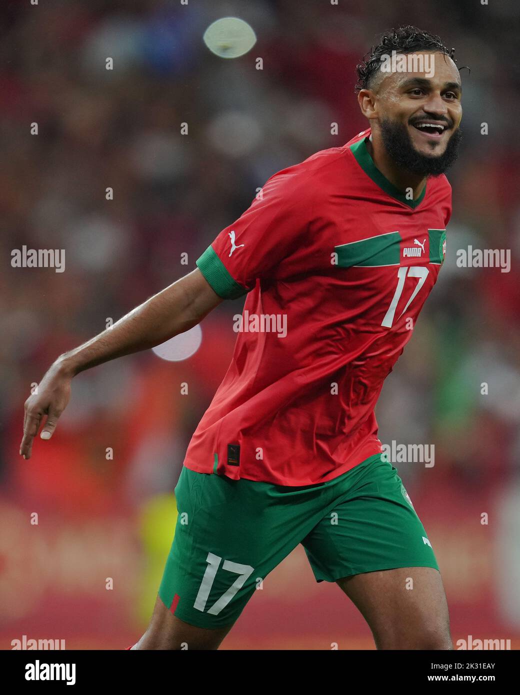 Barcelona, Spain. 23rd Sep, 2022. Sofiane Boufal of Morocco celebrates ...