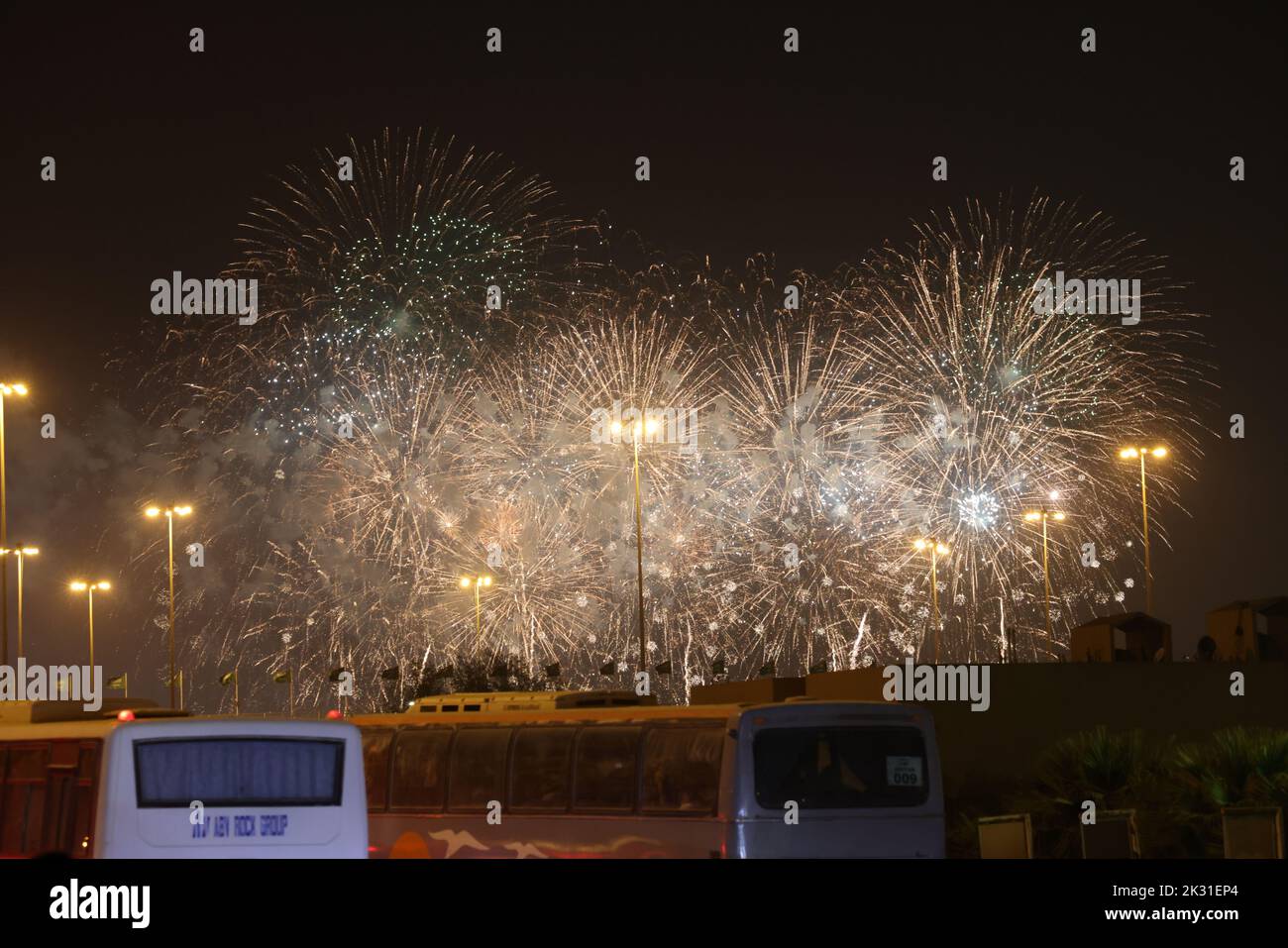Riyadh, Saudi Arabia. 23rd Sep, 2022. Fireworks explode to celebrate ...
