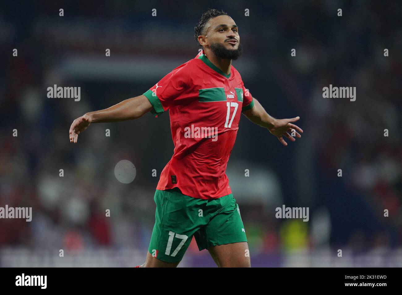 Sofiane Boufal of Morocco celebrates after scoring the 1-0 during the ...