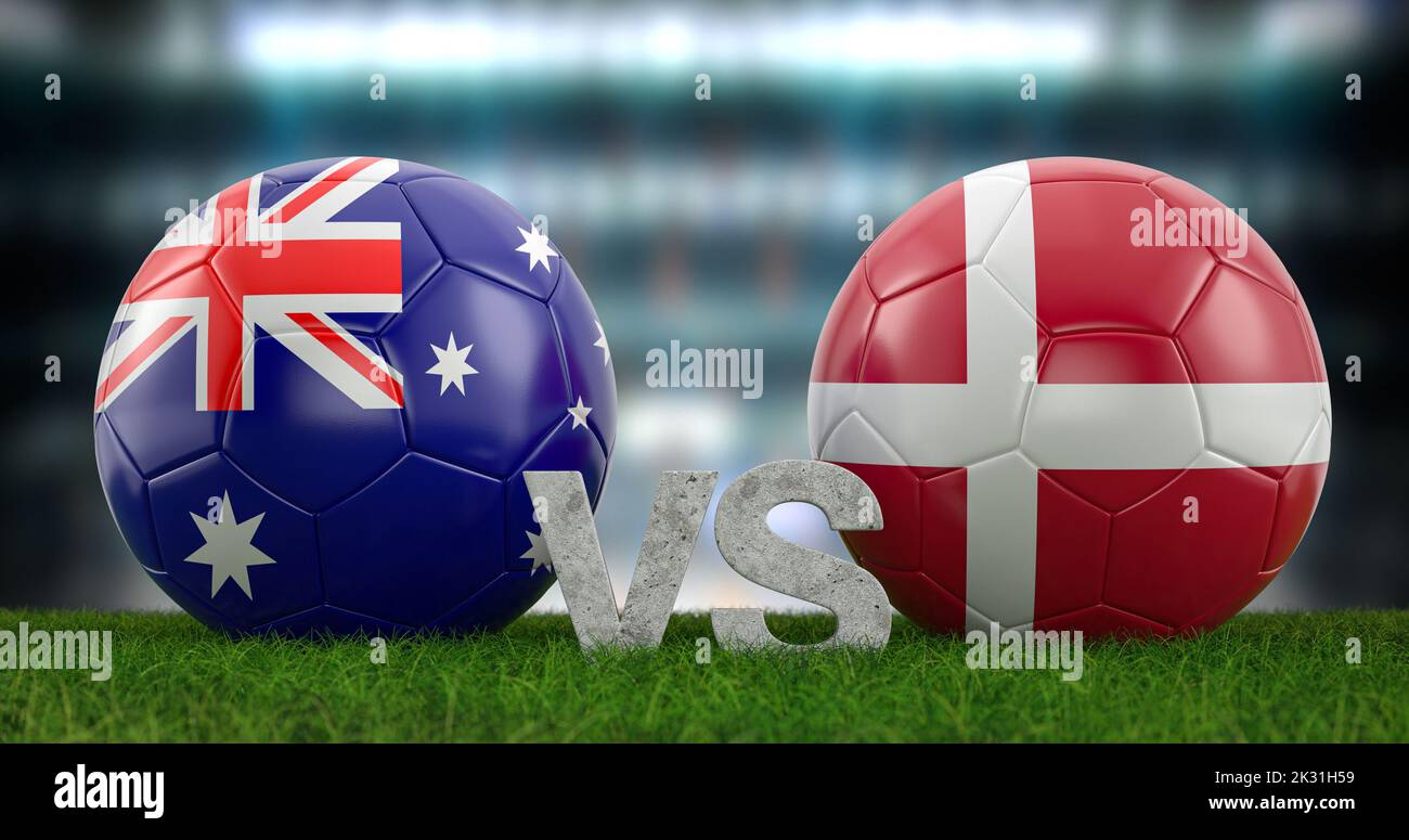 Qatar 2022 Football world cup group D Australia vs Denmark. 3d ...